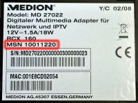 MEDION - MSN-Nummer